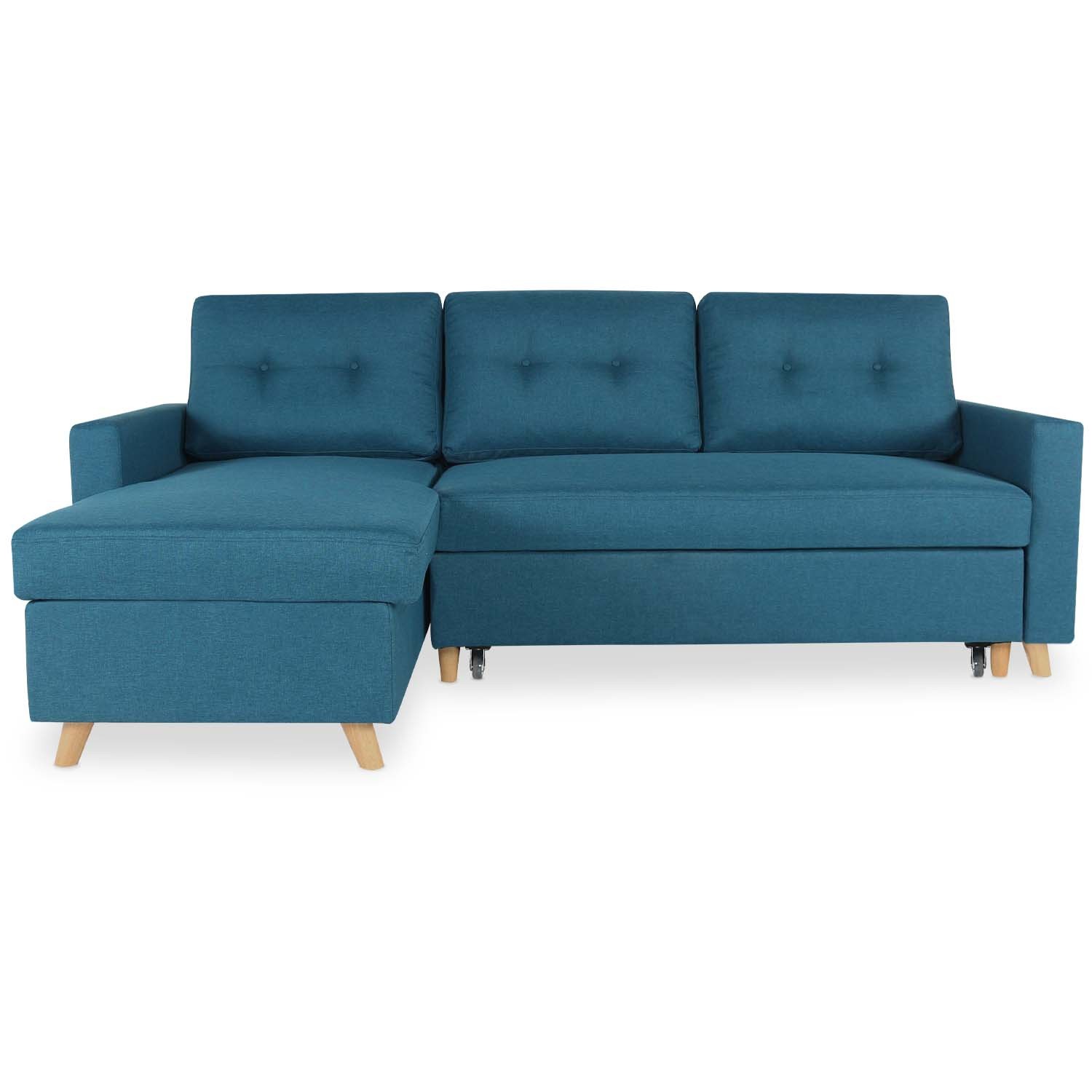 Canape D Angle Convertible Bleu Canard