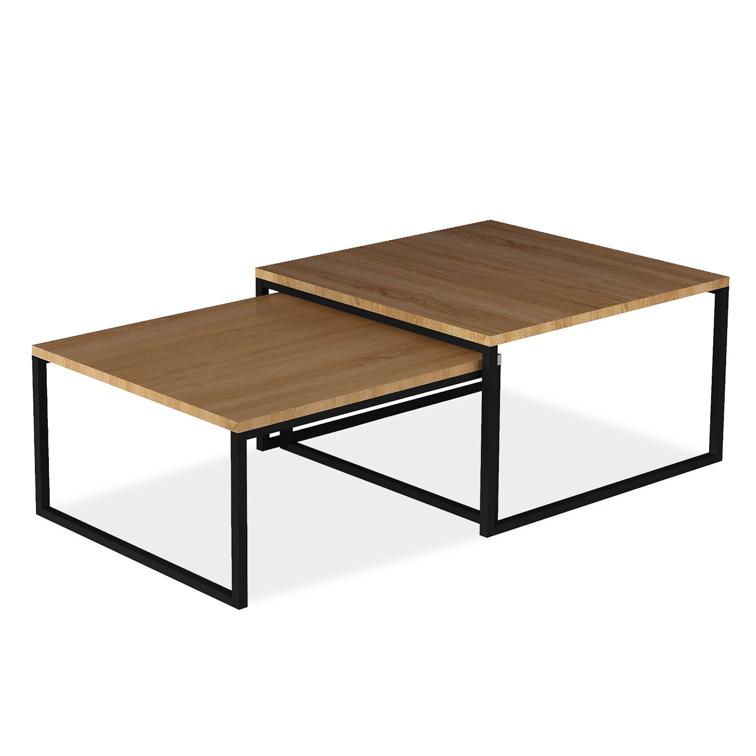 Table basse de style industriel June effet noyer