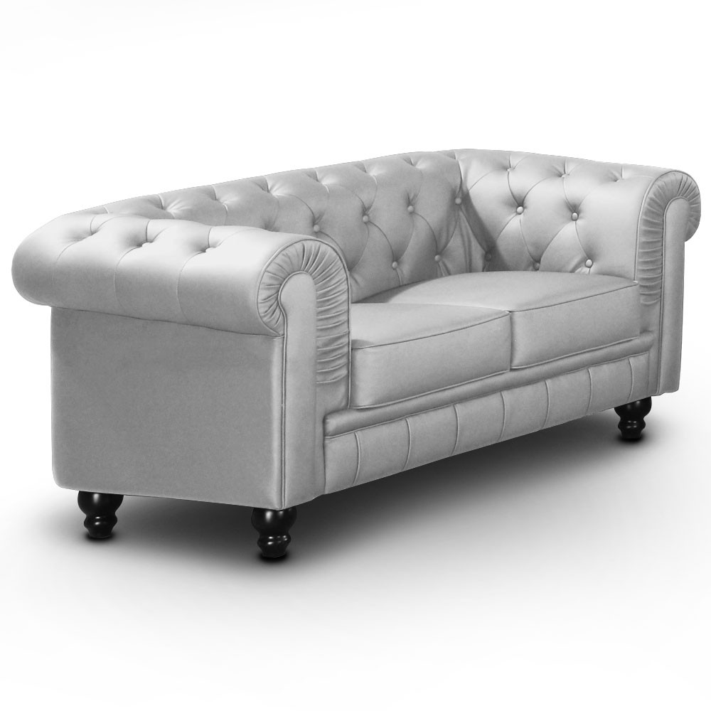 Canapé Chesterfield 2 Places Regency Argent