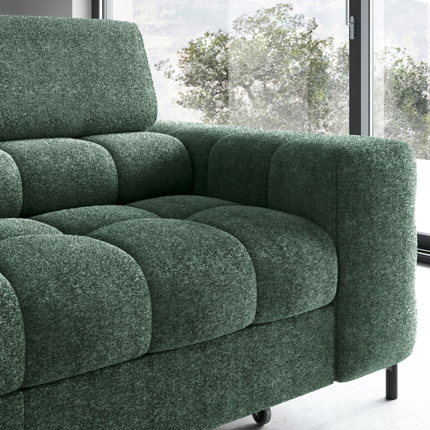 Canapé d'angle gauche convertible Strato Velours Vert