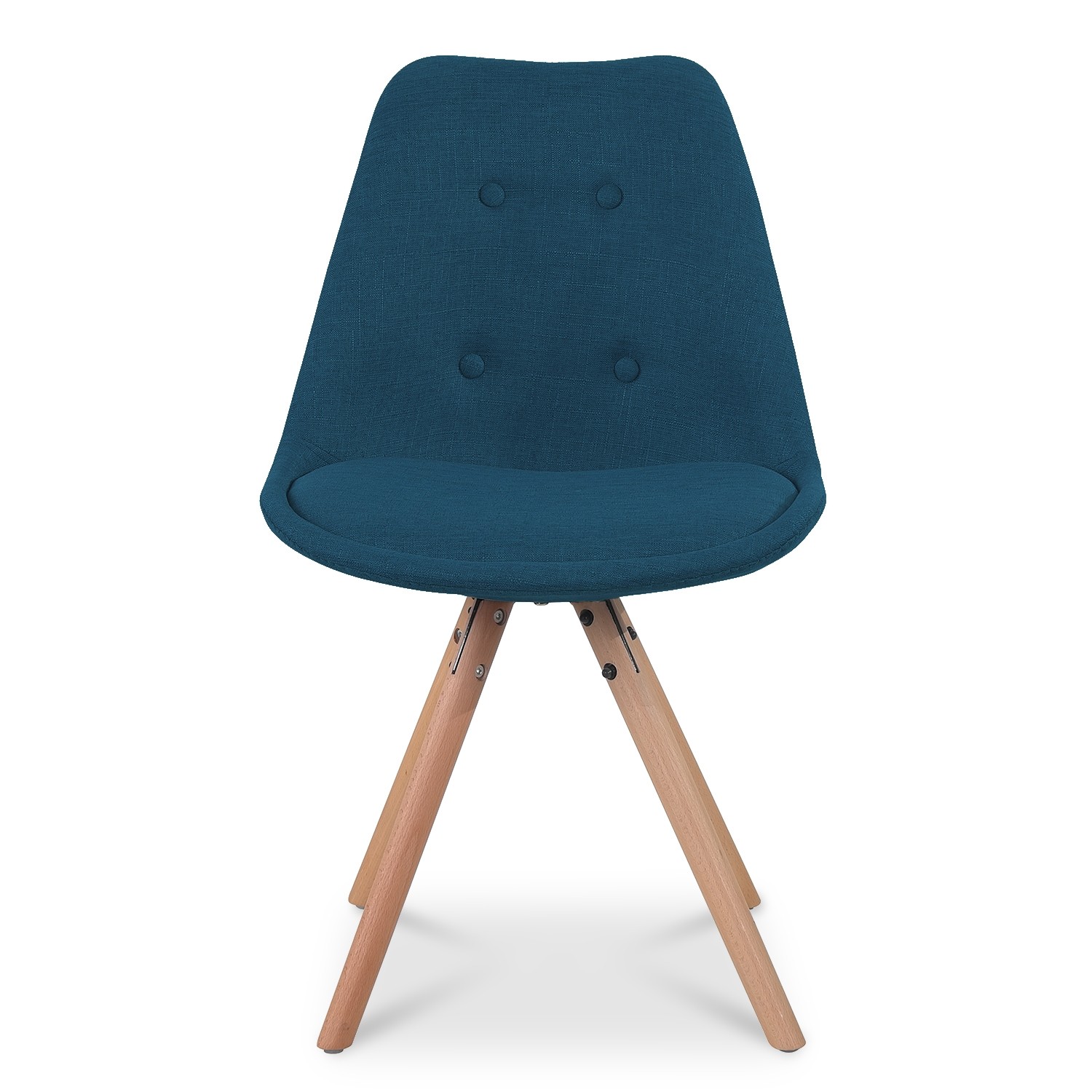 Lot de 4 chaises scandinaves Frida tissu bleu canard