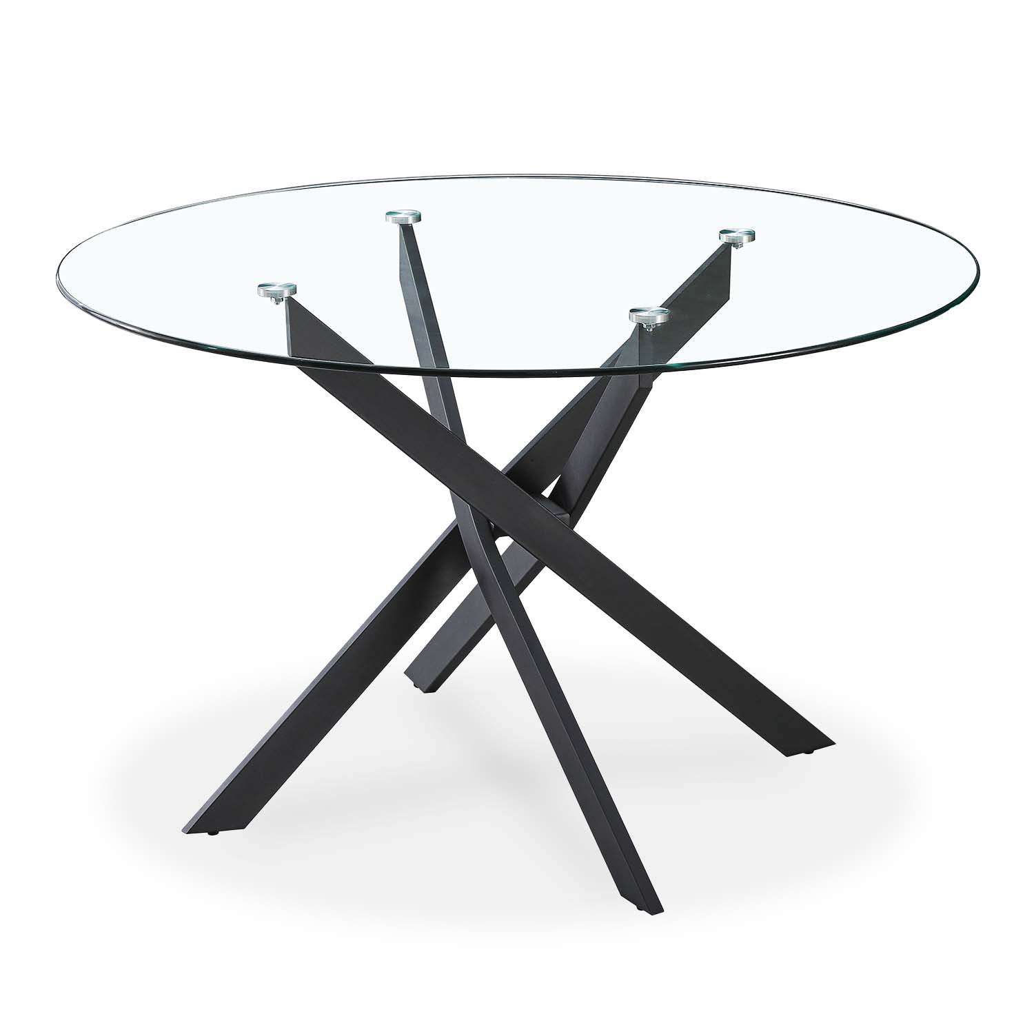 Table ronde en verre et pied noir Sofia