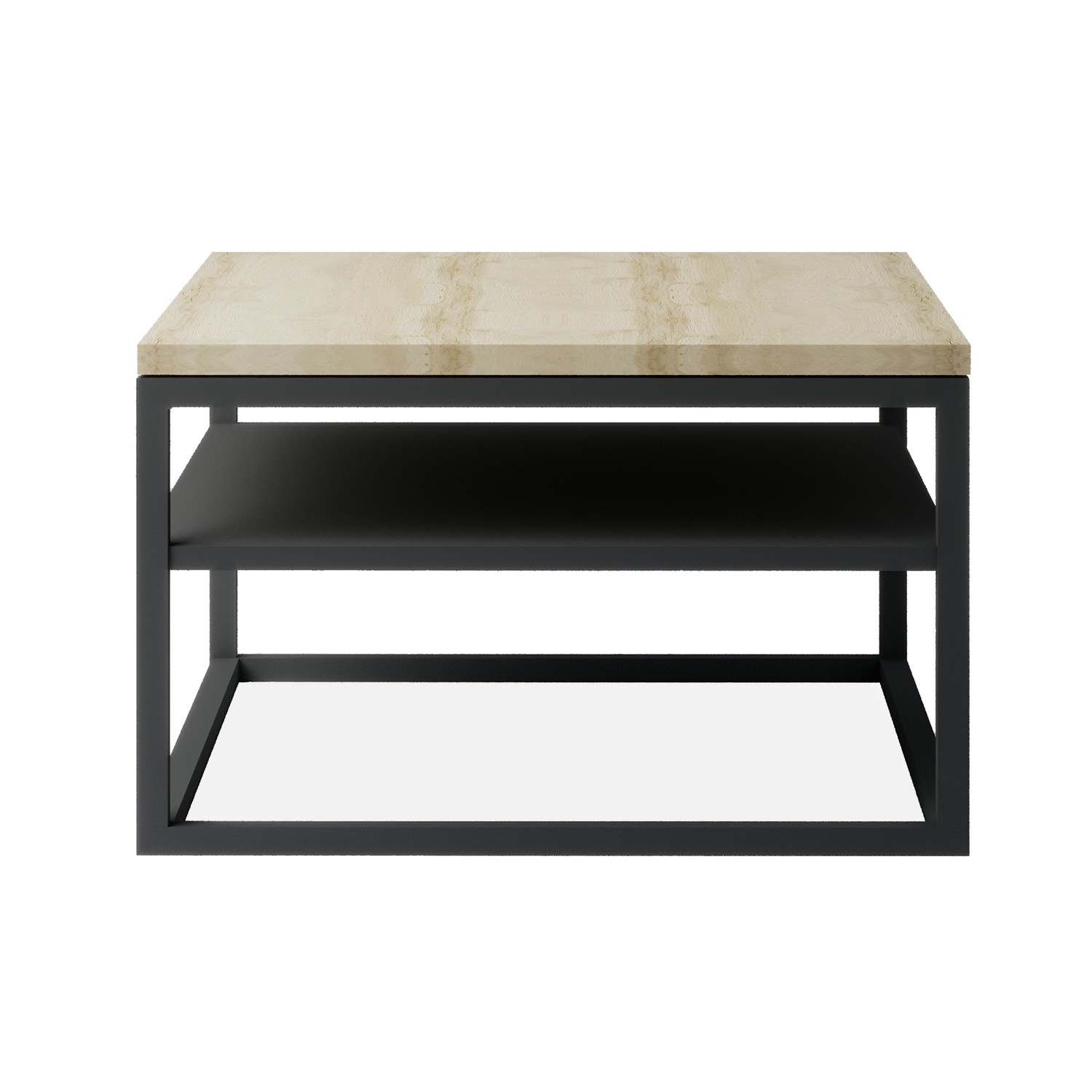 Table basse de style industriel Tess pieds noir effet chêne