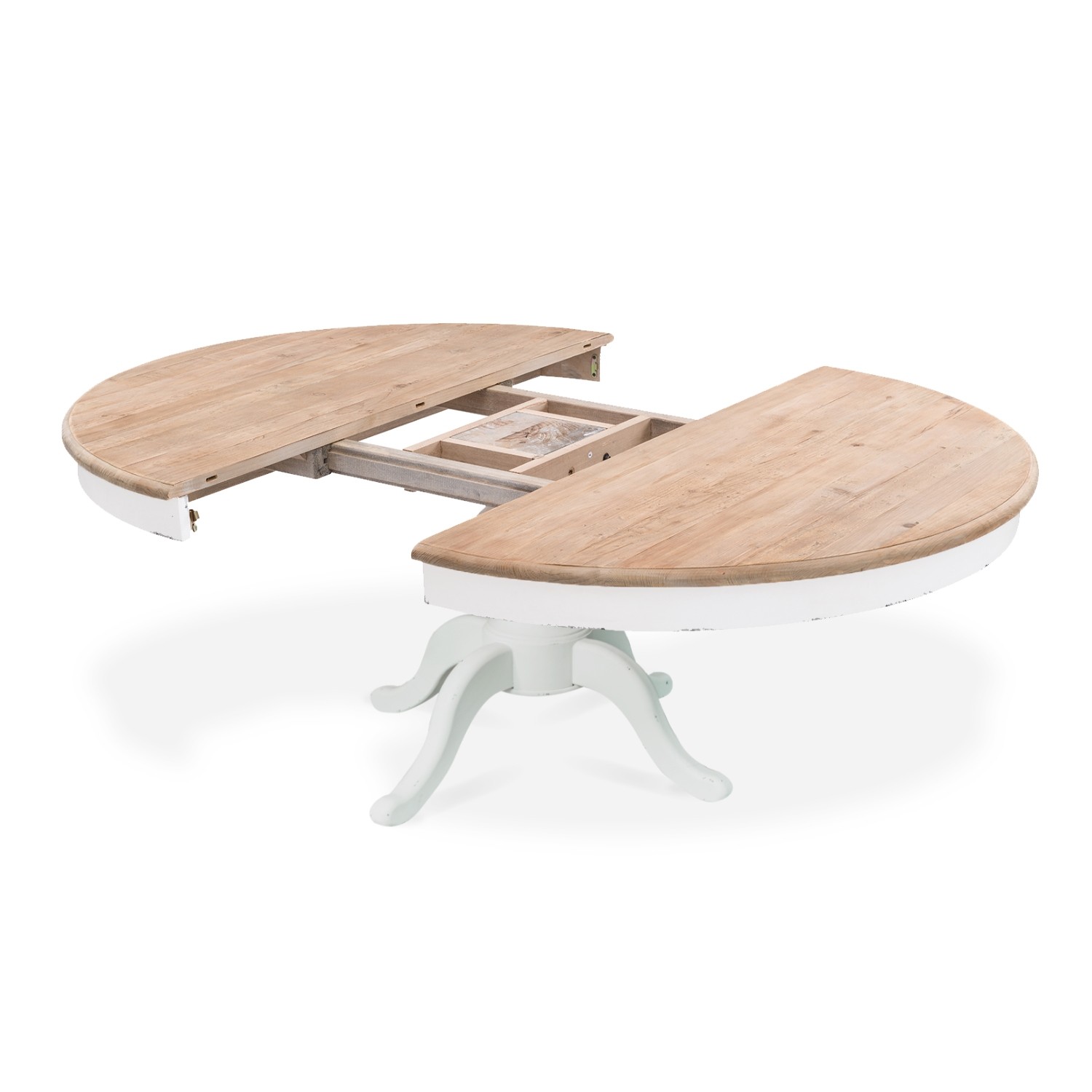 Table ronde extensible en bois SIDONIE blanc