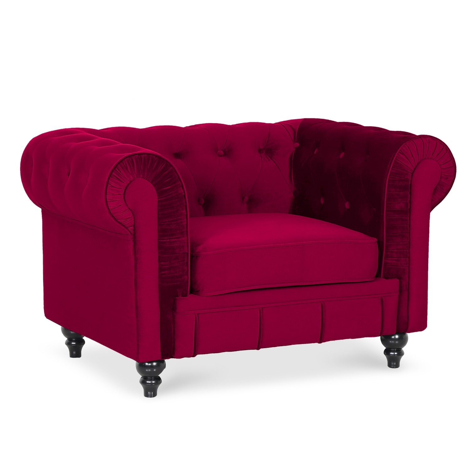 Fauteuil Chesterfield velours Altesse Rouge