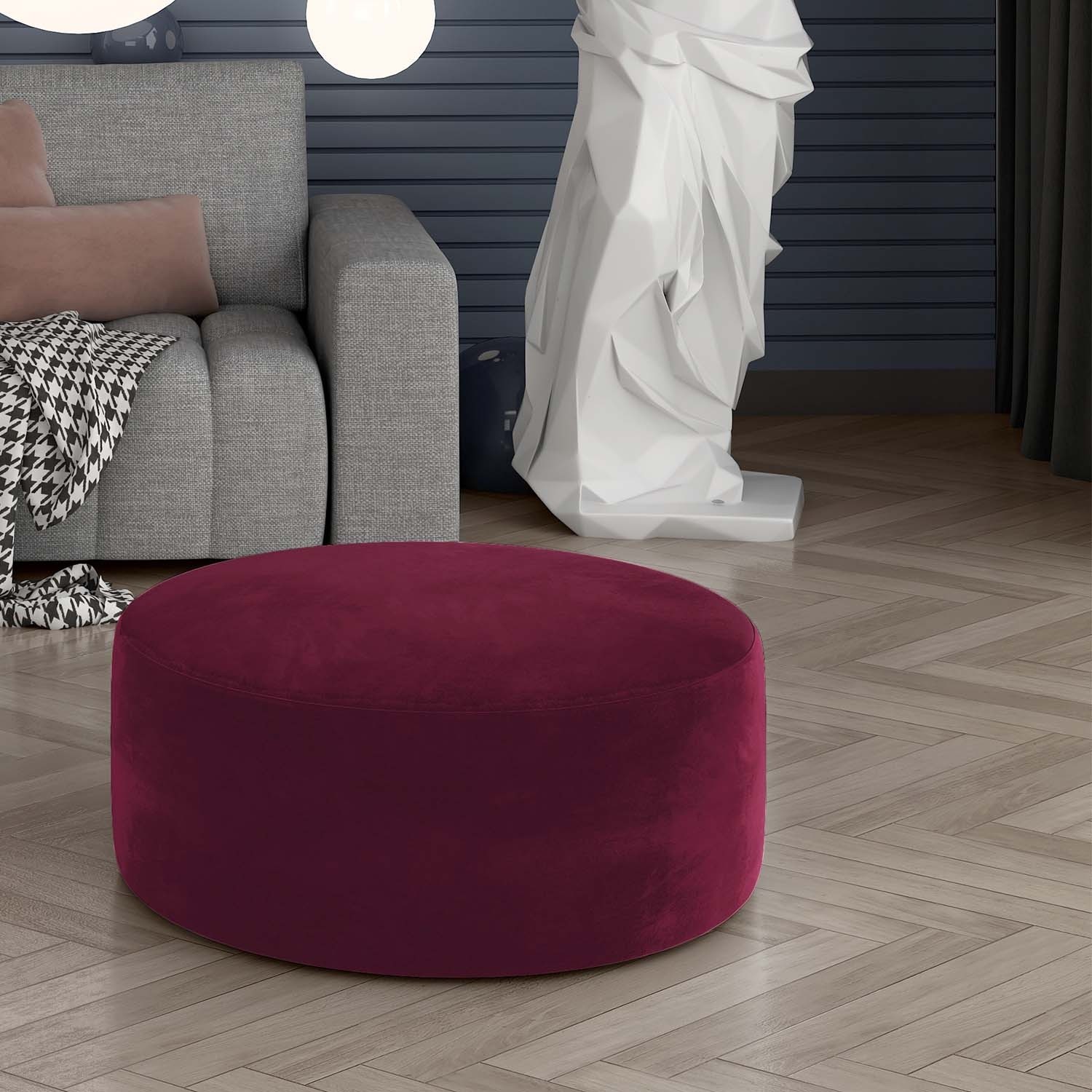 Pouf Rond XL Marki Velours Rouge