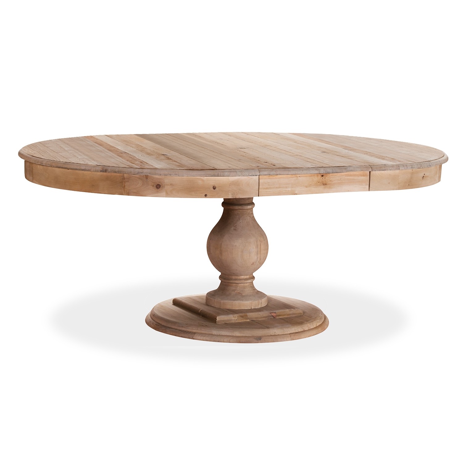 Table ronde extensible en bois massif Héloïse Bois naturel et pied naturel